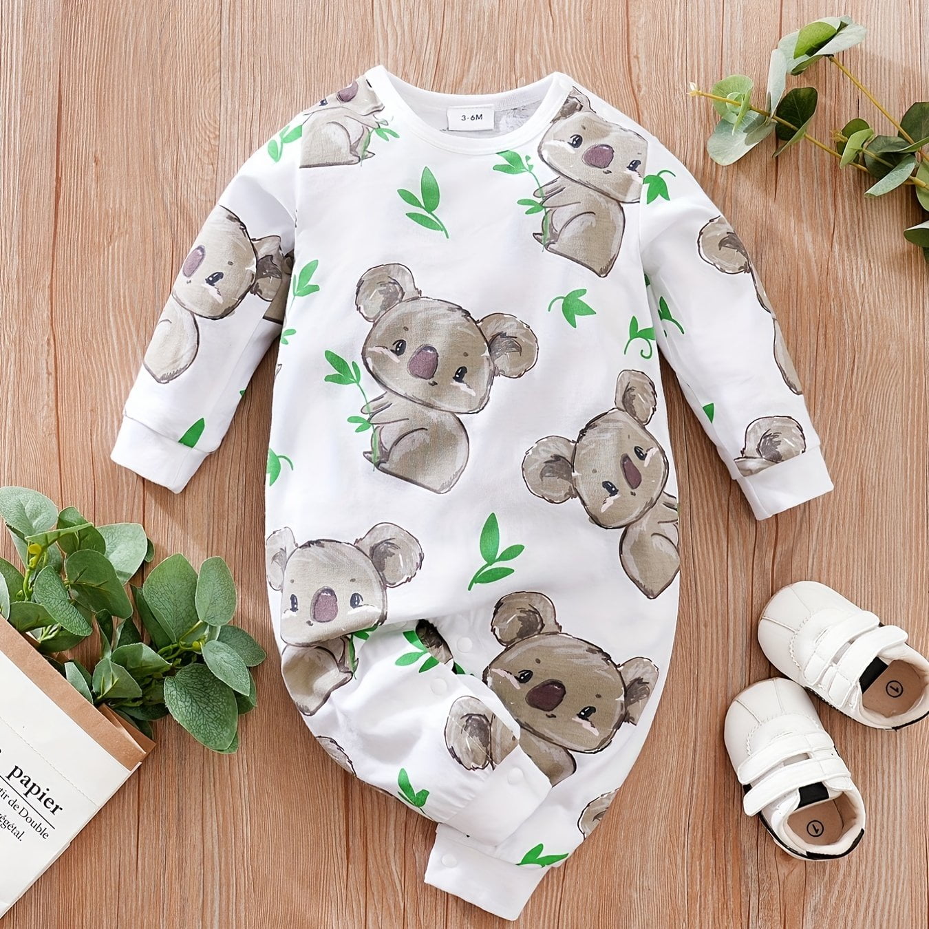 Baby Cute Cartoon Koala Long Sleeve Crew Neck Rompers | Lider