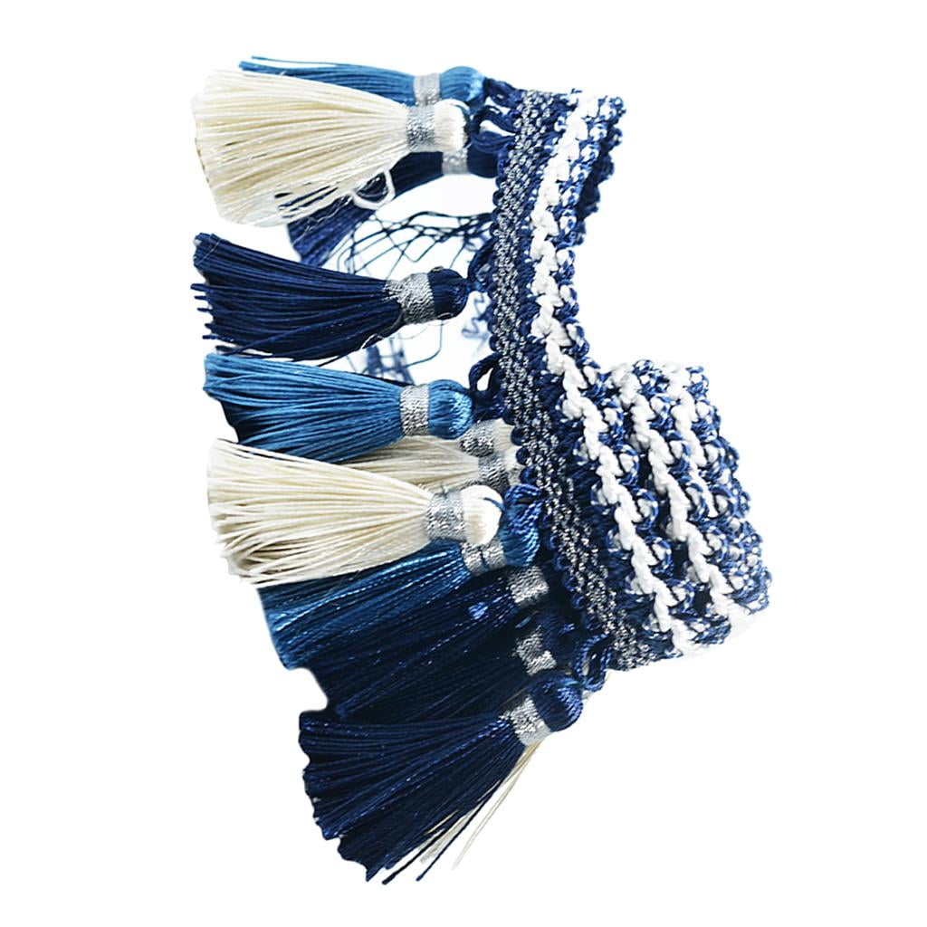 Borla de cortina europea (1 yarda, color azul + blanco) | Lider