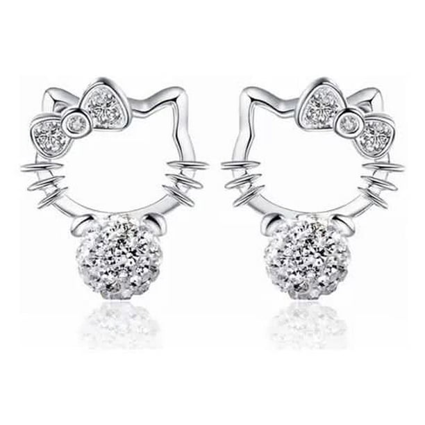 Aros Hello Kitty Ley Plata 925 Zircón | Lider