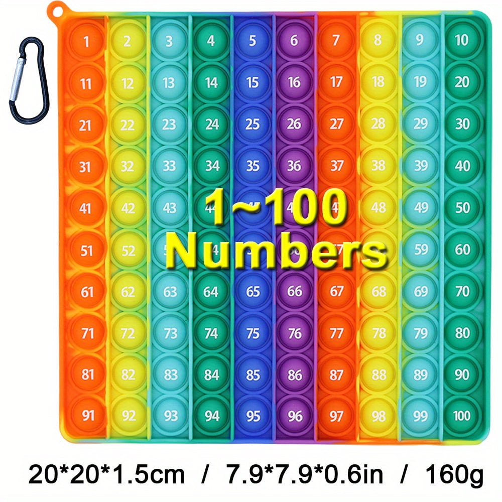 20.07cm/7.9in 1~100 Numbers Push Pop Bubble Fidget Sensory Educational Pop Toys, Math Teaching ...