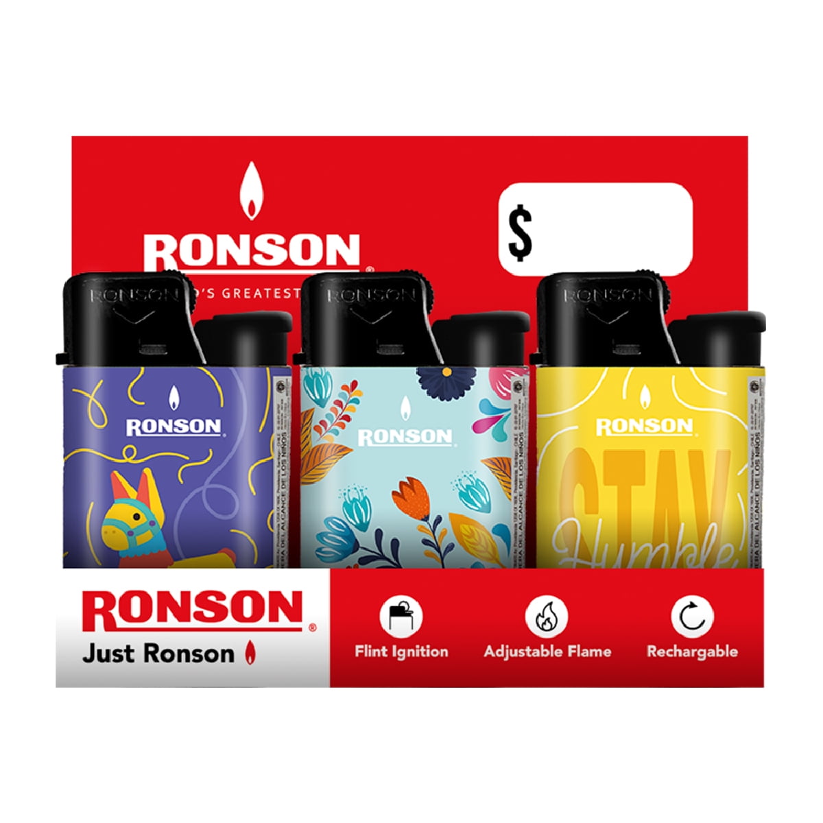 Pack Caja Encendedores Ronson Just Surtido X 12 Unidades | Lider