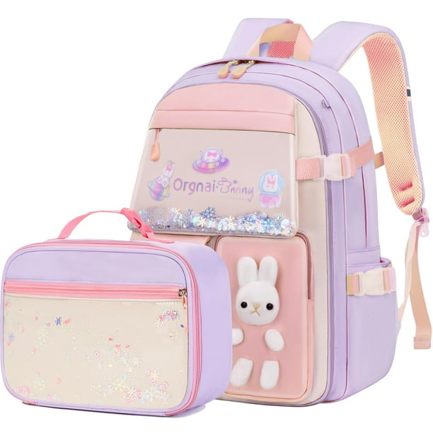 Mochila Gazigo Bunny para niñas con lonchera morada de 6 a 12 años | Lider