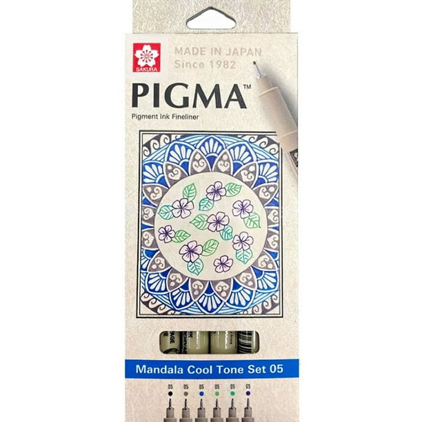 Set 6 Tiralíneas Sakura Pigma Mandala 0.5mm Colores Fríos | Lider