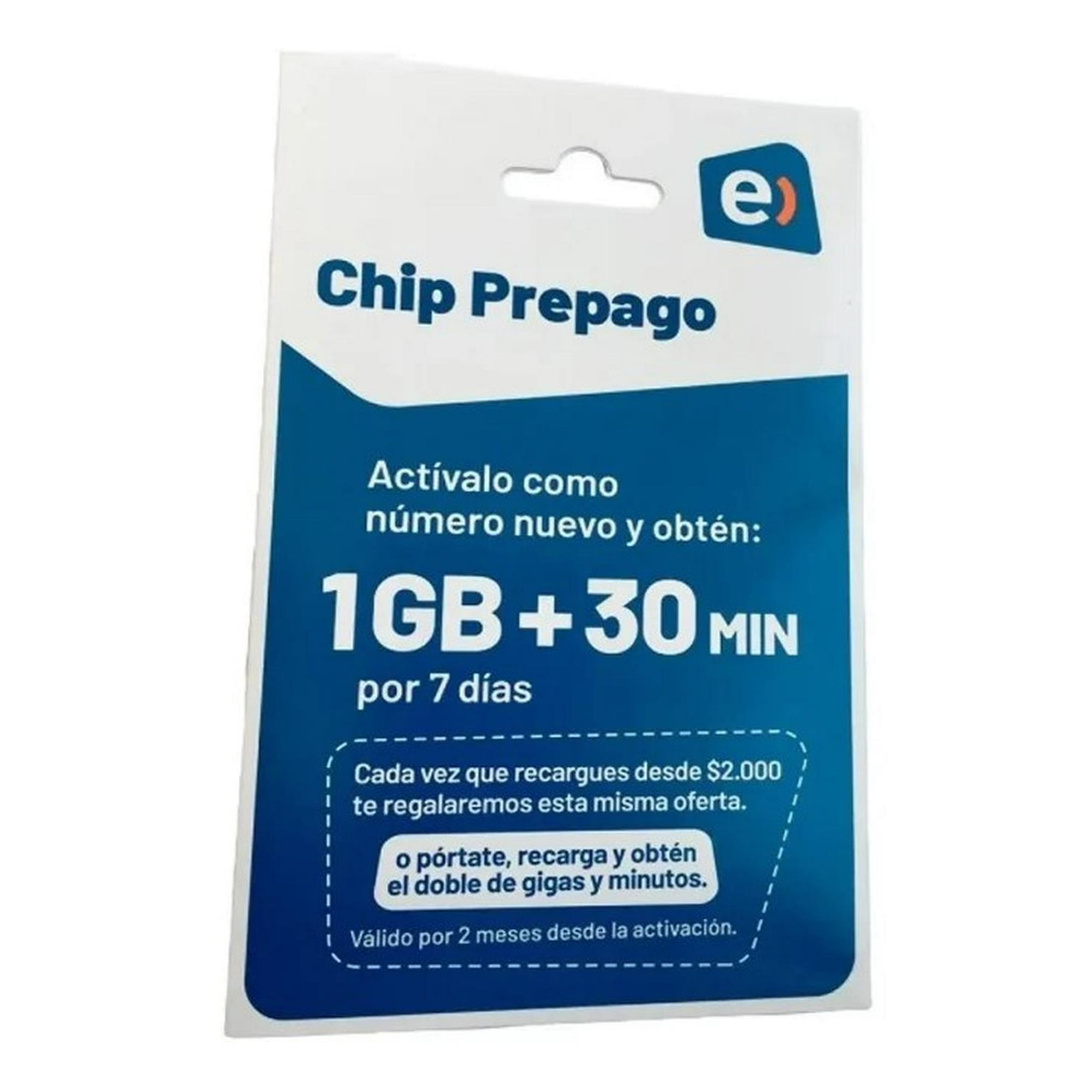 Chip Prepago Entel 30min + 1GB en Internet azul Talla única | Lider