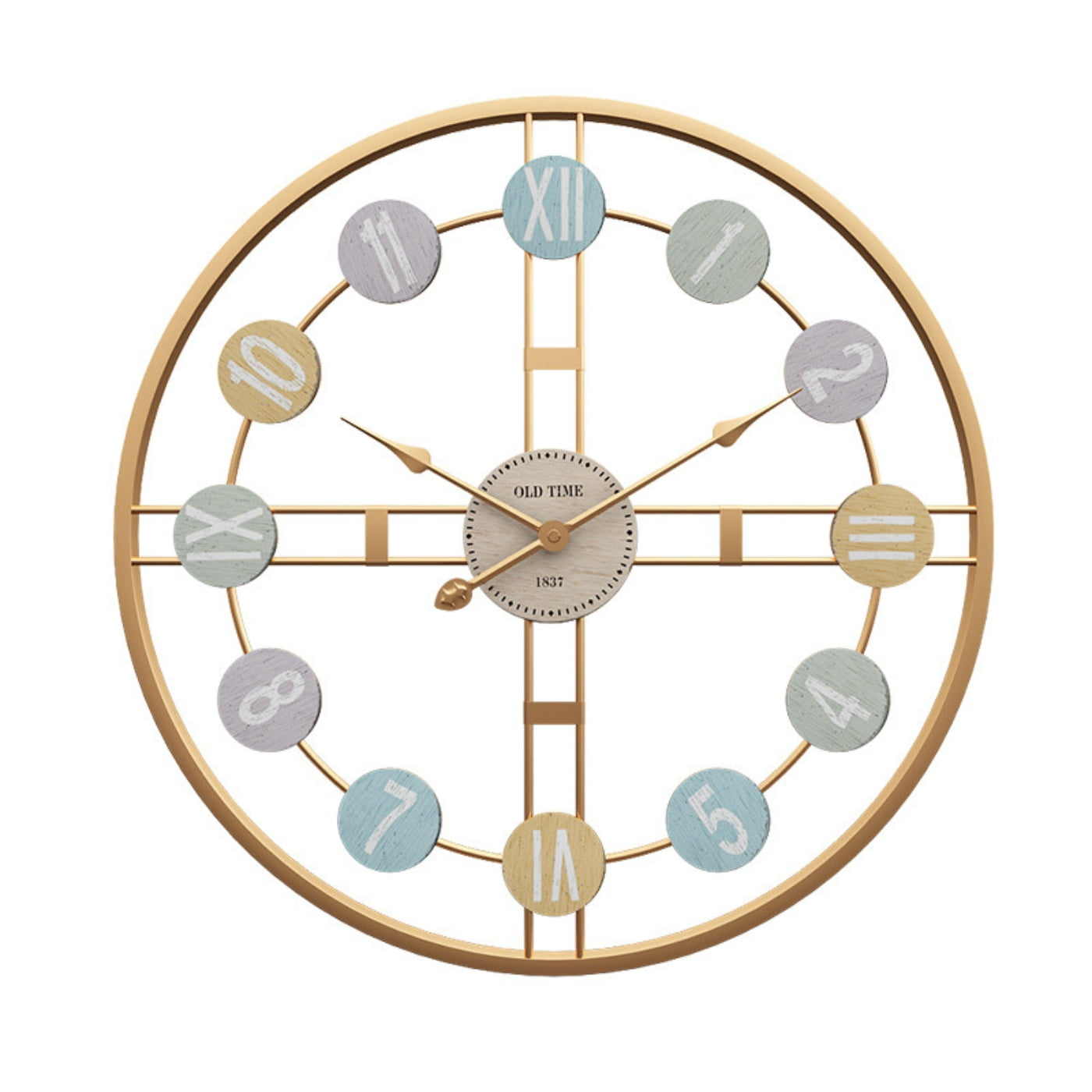 Reloj Mural Moderno Dorado Con Números Multicolor | Lider