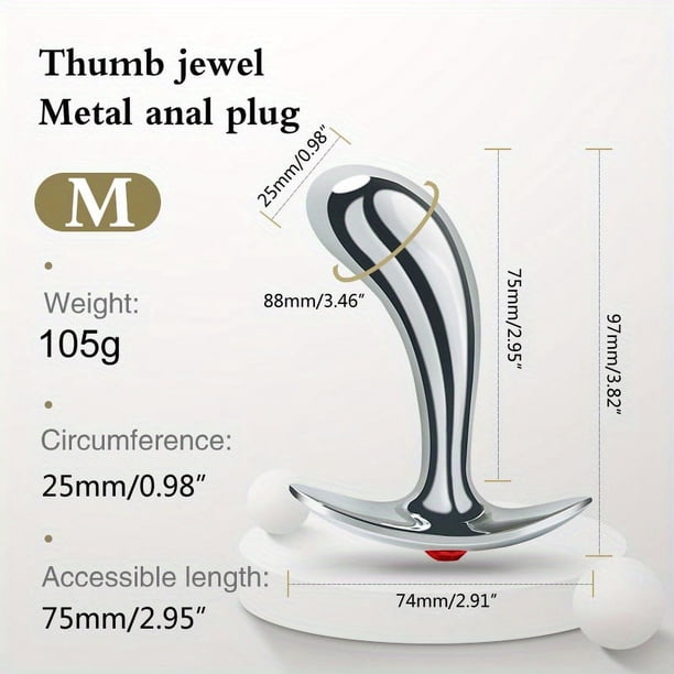 Metal Thumb Anal Plug Three Sizes Gem Base Design Anal Plug Male Sex ...
