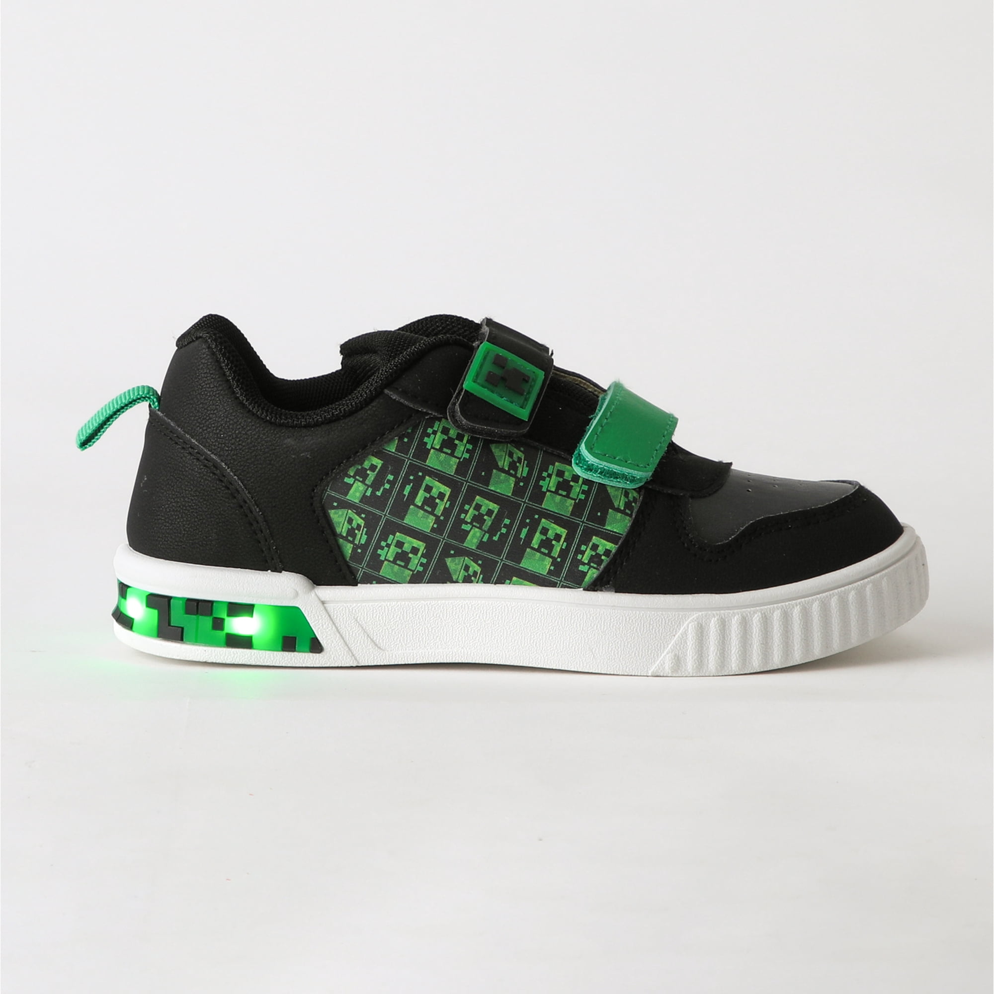 Zapatilla Luces Niño Velcro Print Negro Minecraft | Lider