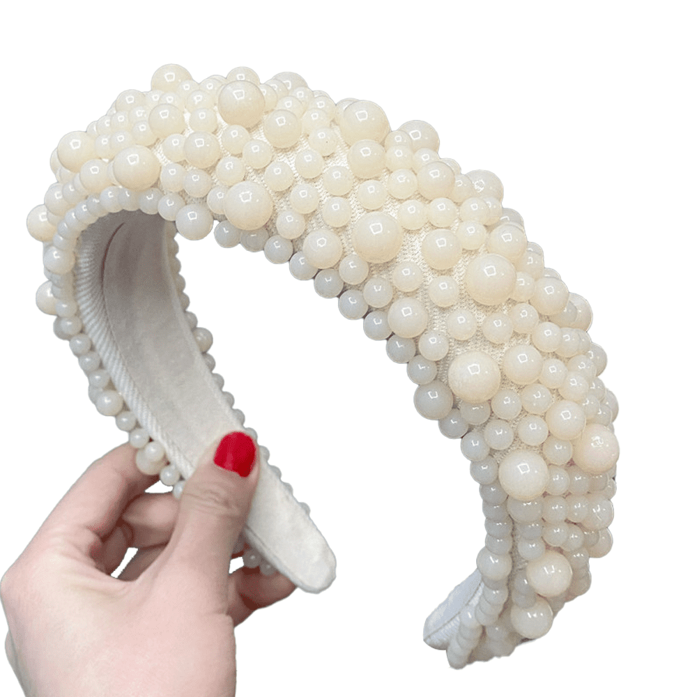 Diademas acolchadas de perlas para mujer: bandas anchas con cuentas ...