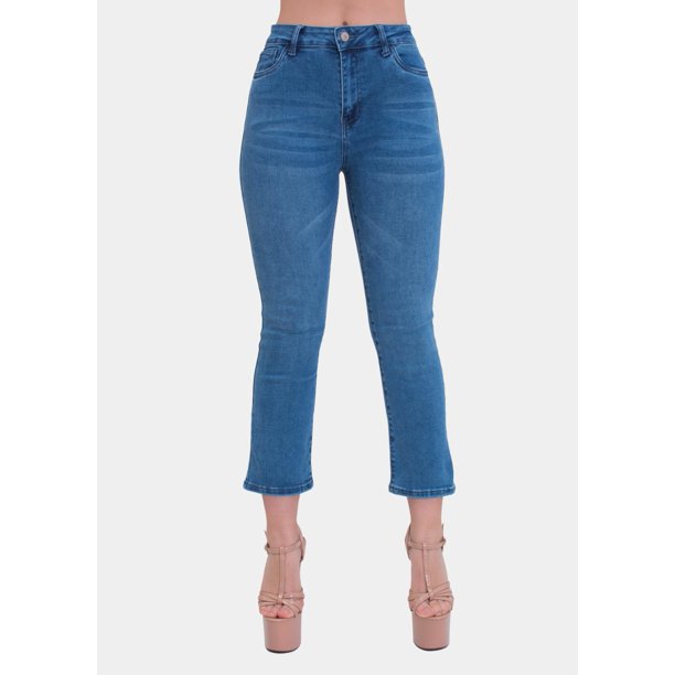 Jeans Cropped Flare Azul Elasticado Push Up azul 38 | Lider