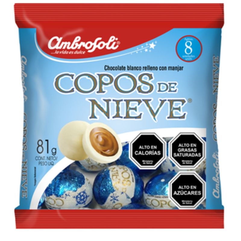 Chocolate Blanco Relleno Manjar Copos De Nieve, 81 g | Lider