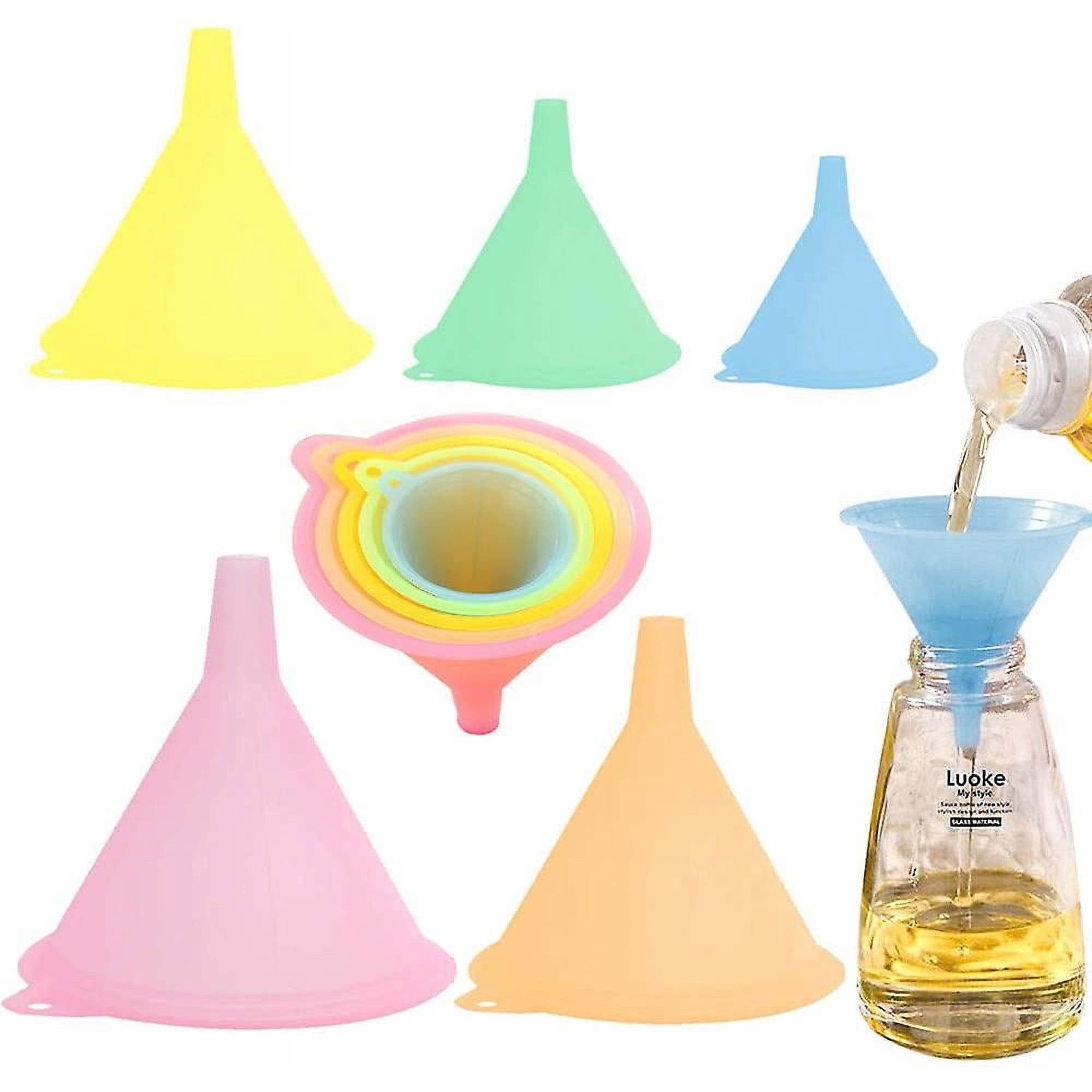 Embudo de cocina, kit de embudo de plástico de 5 piezas de colores, juego de embudos de cocina ...