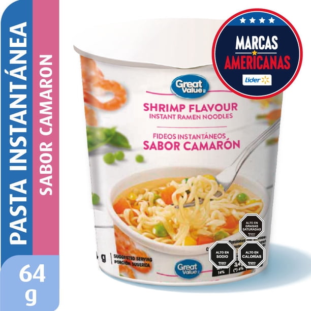 Fideos instantáneos sabor Camarón, 64 g | Lider