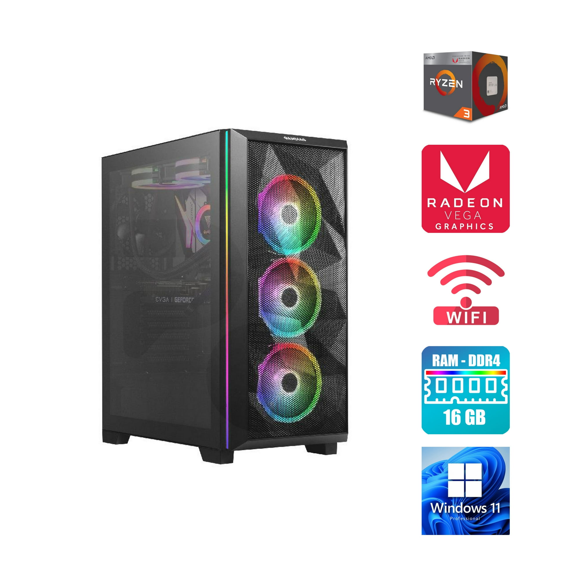 PC Gamer AMD Ryzen 3 2200G - Gráficos VEGA - 16 GB RAM - SSD 500GB M.2 ...