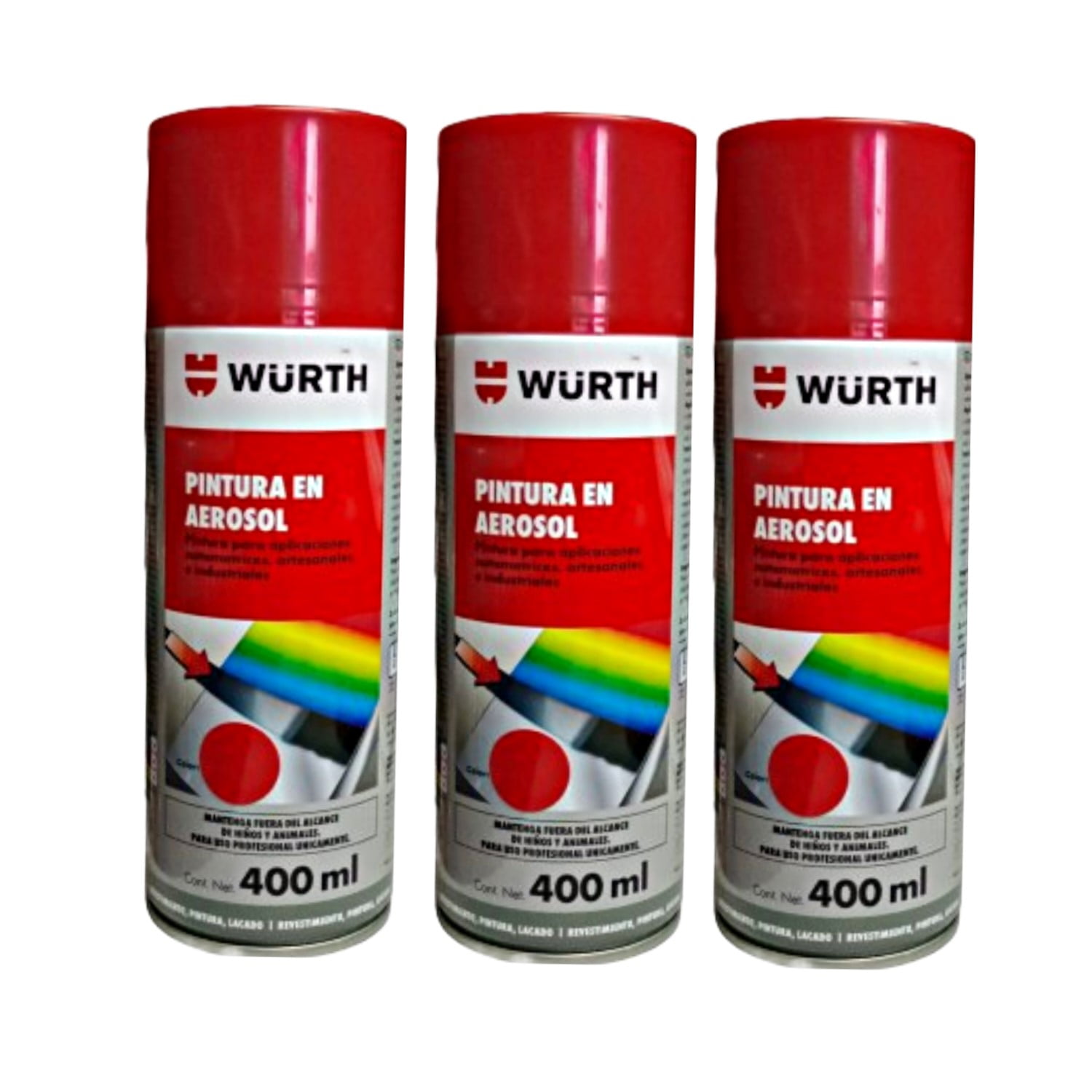 Set 03un Pintura Esmalte Spray Wurth Rojo Trafico Ral 3020 | Lider