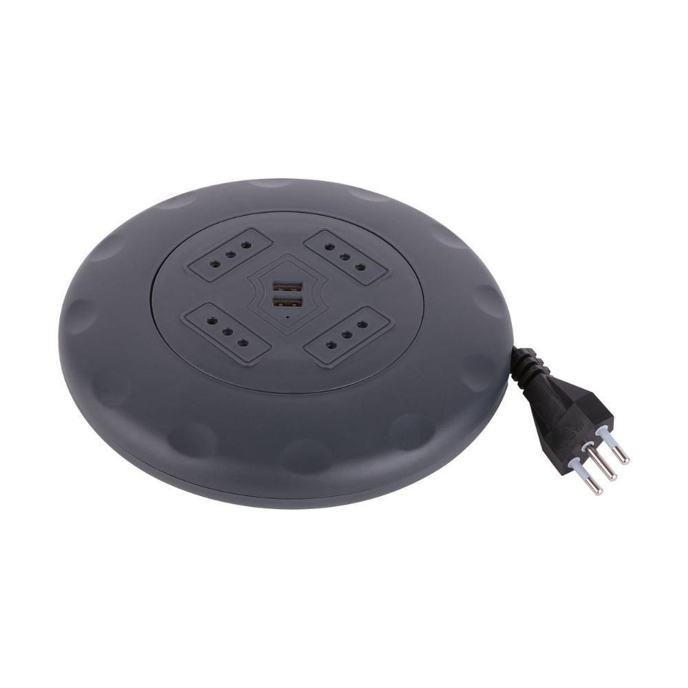 Alargador Retráctil 4 Tomas 5 M + 2 Usb Negro | Lider