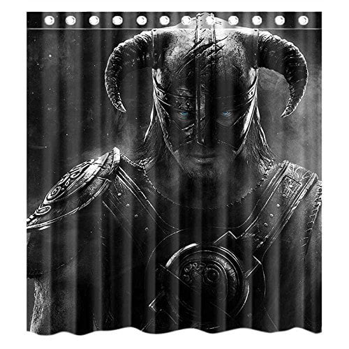 Cortina de ducha de fantasía Skyrim Dragonborn Dark Knight con ganchos ...