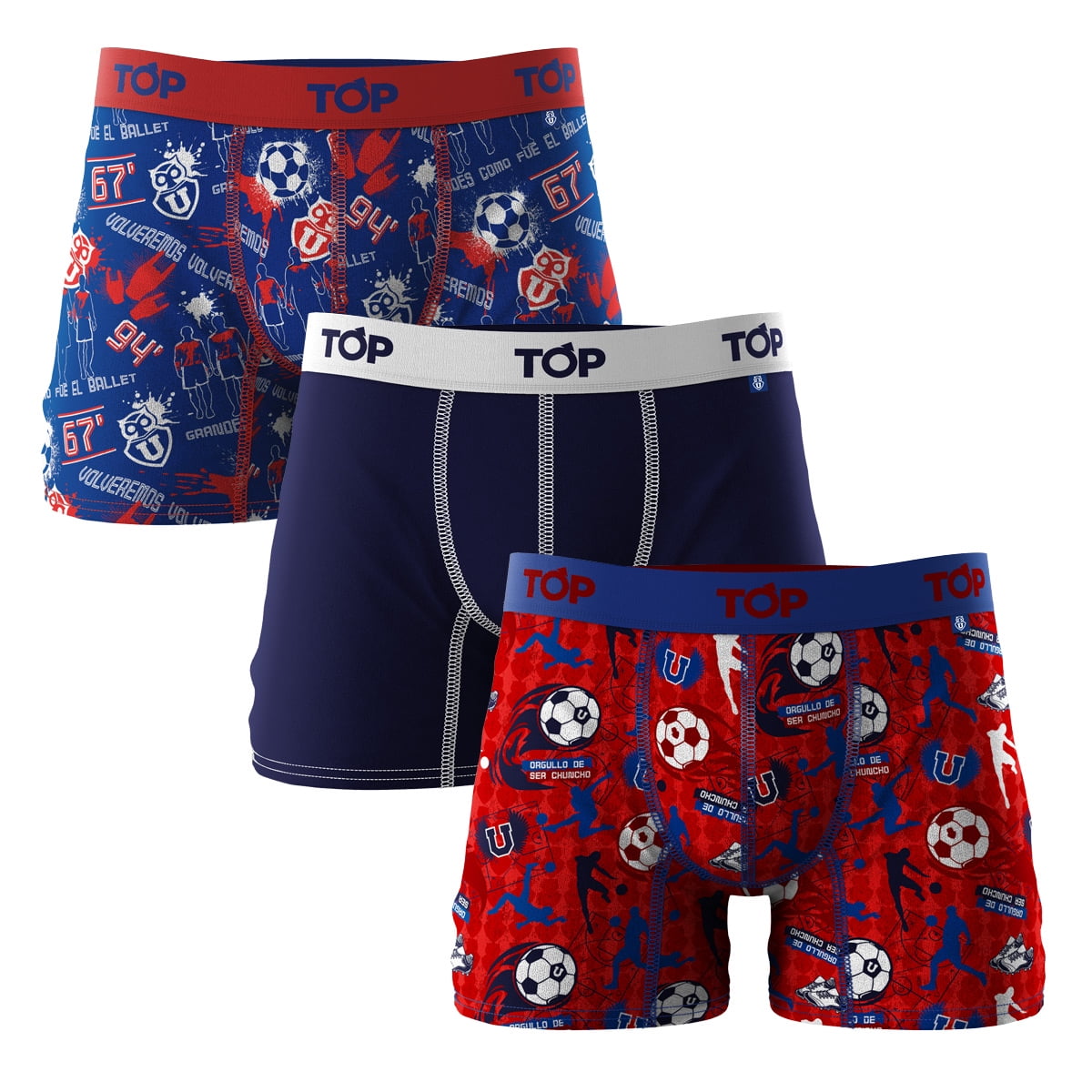 Bóxer Medio Microfibra Universidad De Chile Pack 3 C1 Talla S | Lider