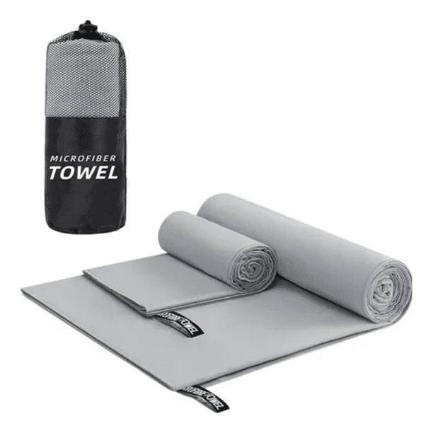 Toalla de Baño Viaje Microfibra Secado Rápido 2 Unidades Color Gris ...