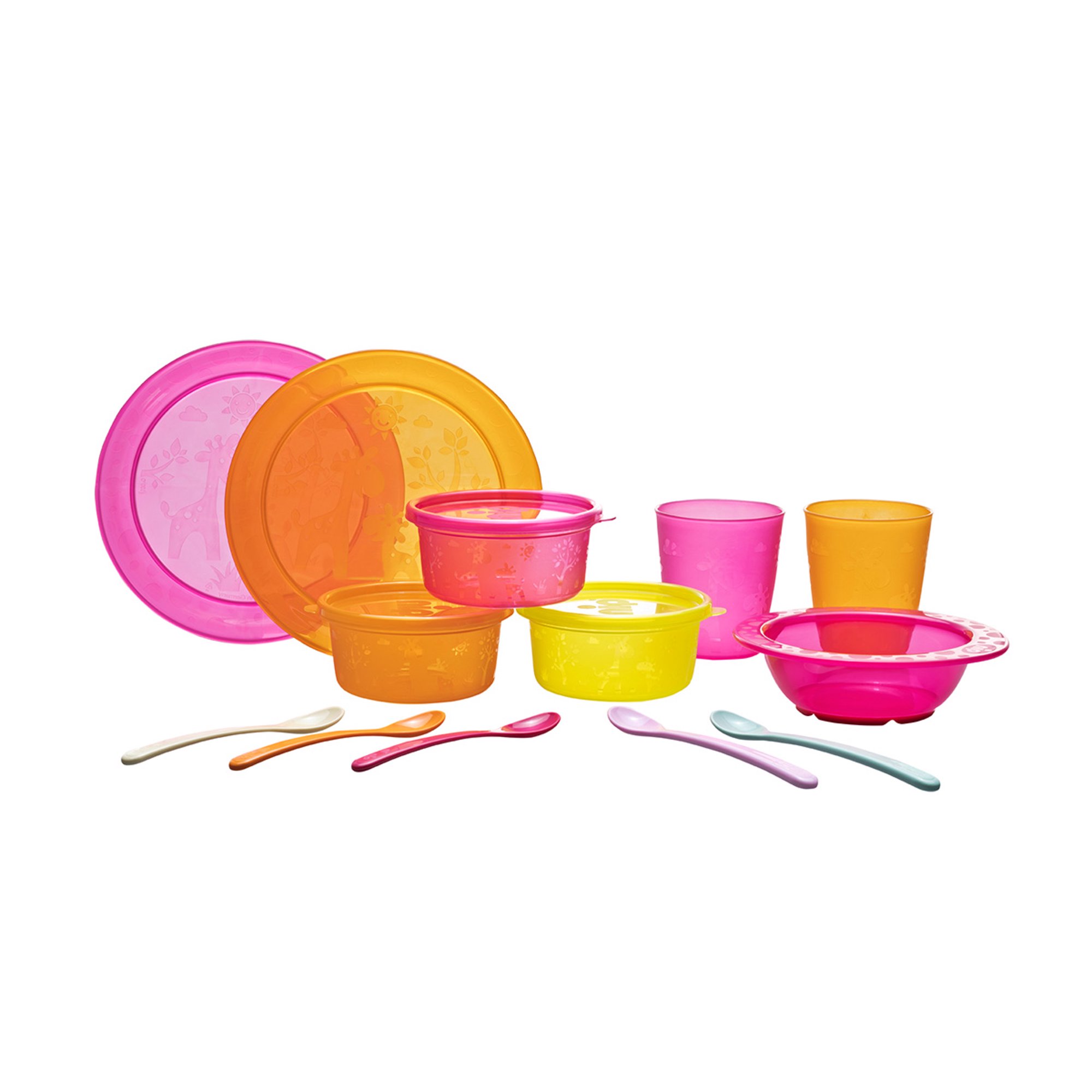 Vajilla 13 Piezas Para Niños Color Rosa-naranjo | Lider