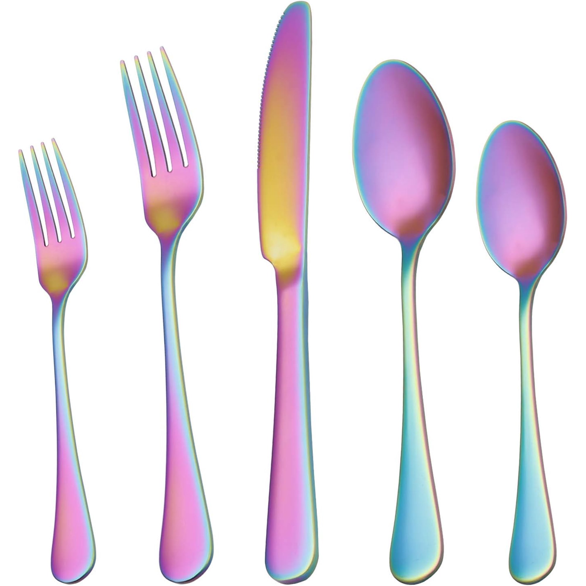 Juego de cubiertos de 20 piezas, dorado, juego de cubiertos, vajilla de acero inoxidable para 4 ...