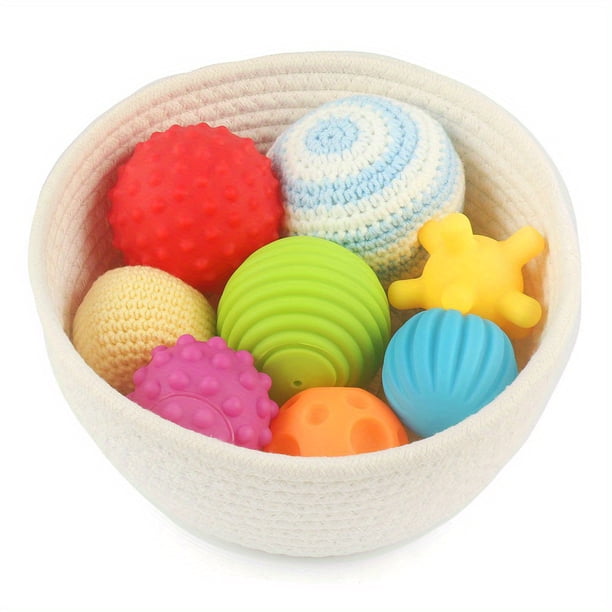 8pcs Sensory Ball + Storage Basket Set Toy Baby Baby Children Hand Grab ...