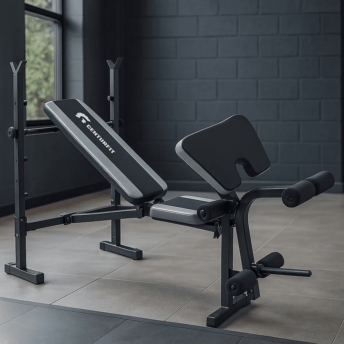 Banco Multifuncional Centurfit Gym Pecho Bicep 5 En 1 Pesas Gris | Lider