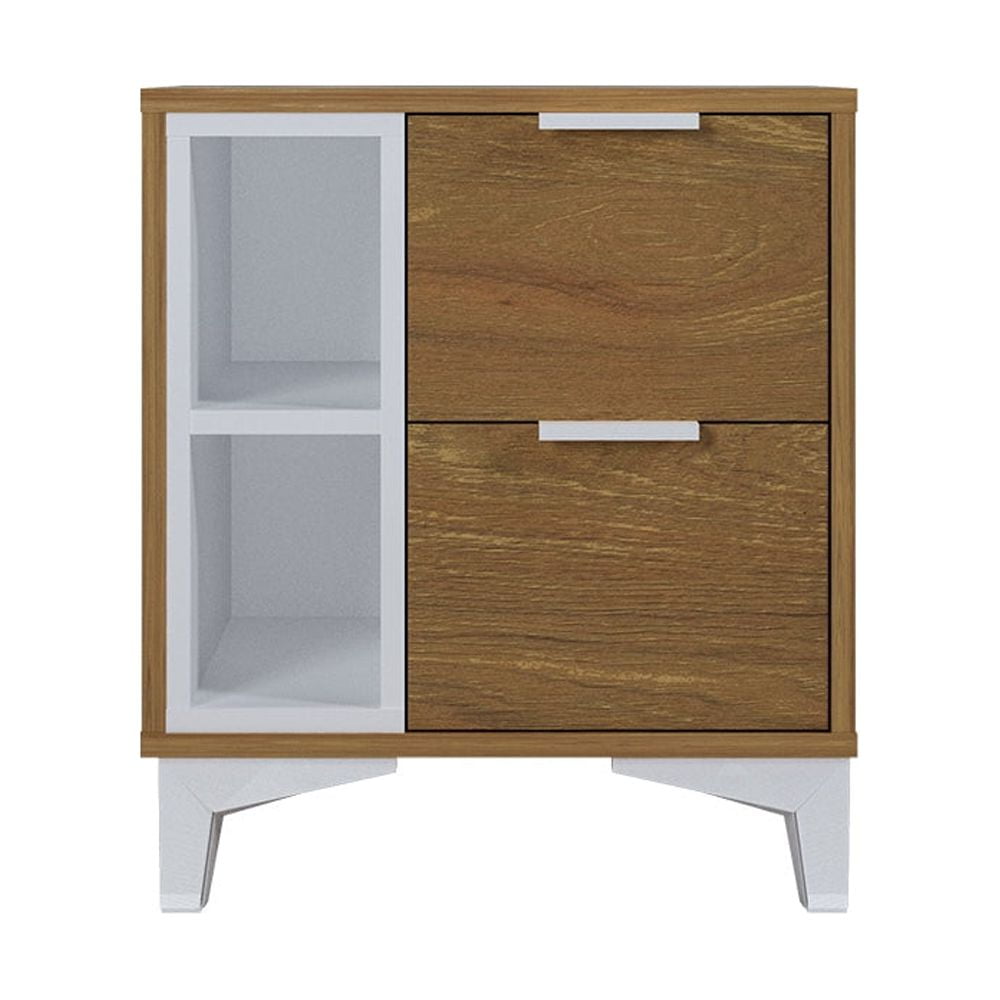 Velador Dormitorio Mood 2E 2C Color Blanco / Madera | Lider