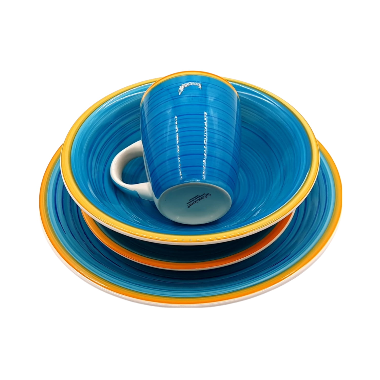 Juego de loza set 16 pzas vajillas tazas bowl naranja | Lider