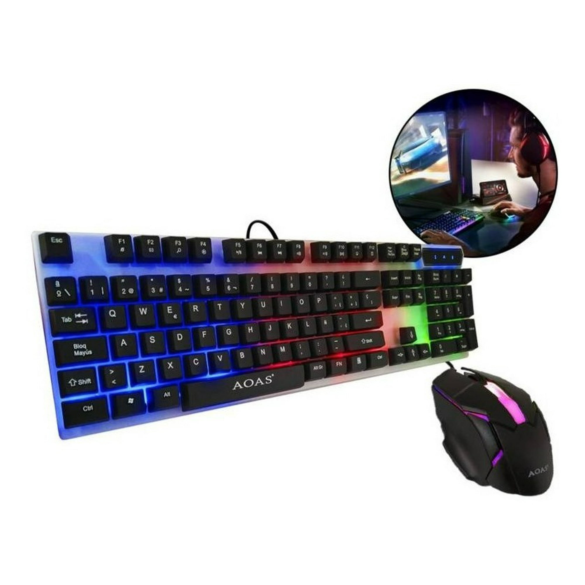 Pack Teclado Mouse Kit Gamer Led Rgb Retroiluminado Mecánico | Lider