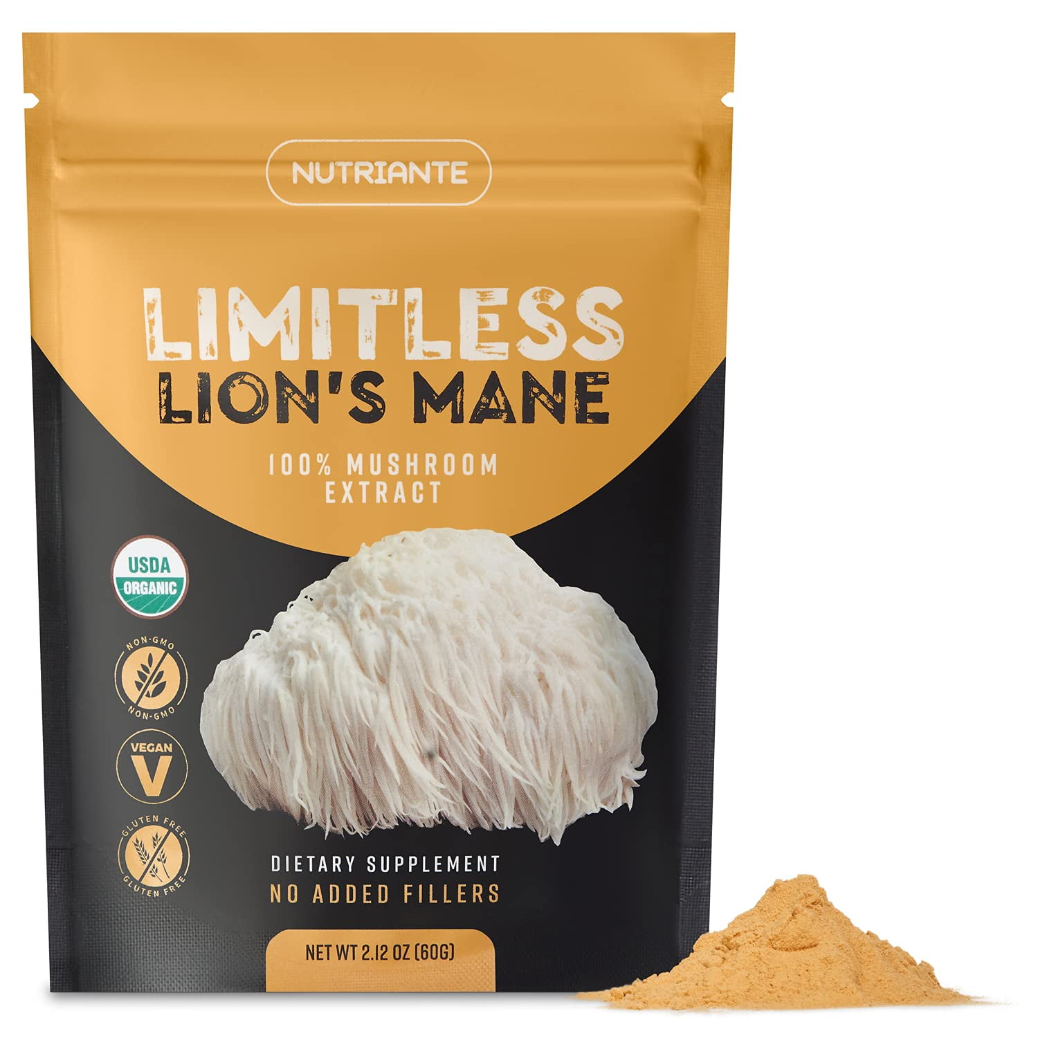 Extracto de melena de león orgánico Supplement Nutriante en polvo, 60 ...
