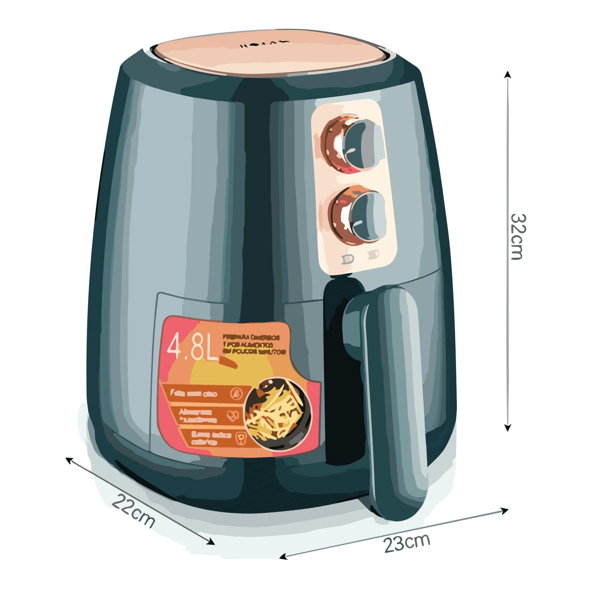 Freidora De Aire | Air Fryer 4.8lts Regulador + Temporizador | Lider