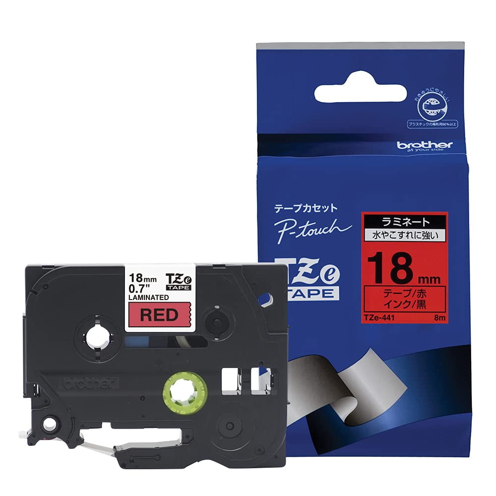 Cinta de etiquetas Brother TZE-441 laminada 18 mm x 8 m rojo/negro | Lider