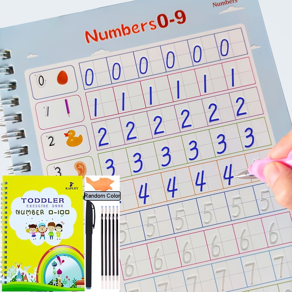 Reusable Learning Math English 3D Calligraphy Book Drawing Copybook Numbers Education For Kids ...