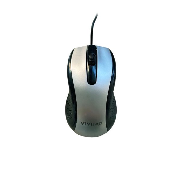 Mouse Óptico con Cable Plateado/Negro | Lider