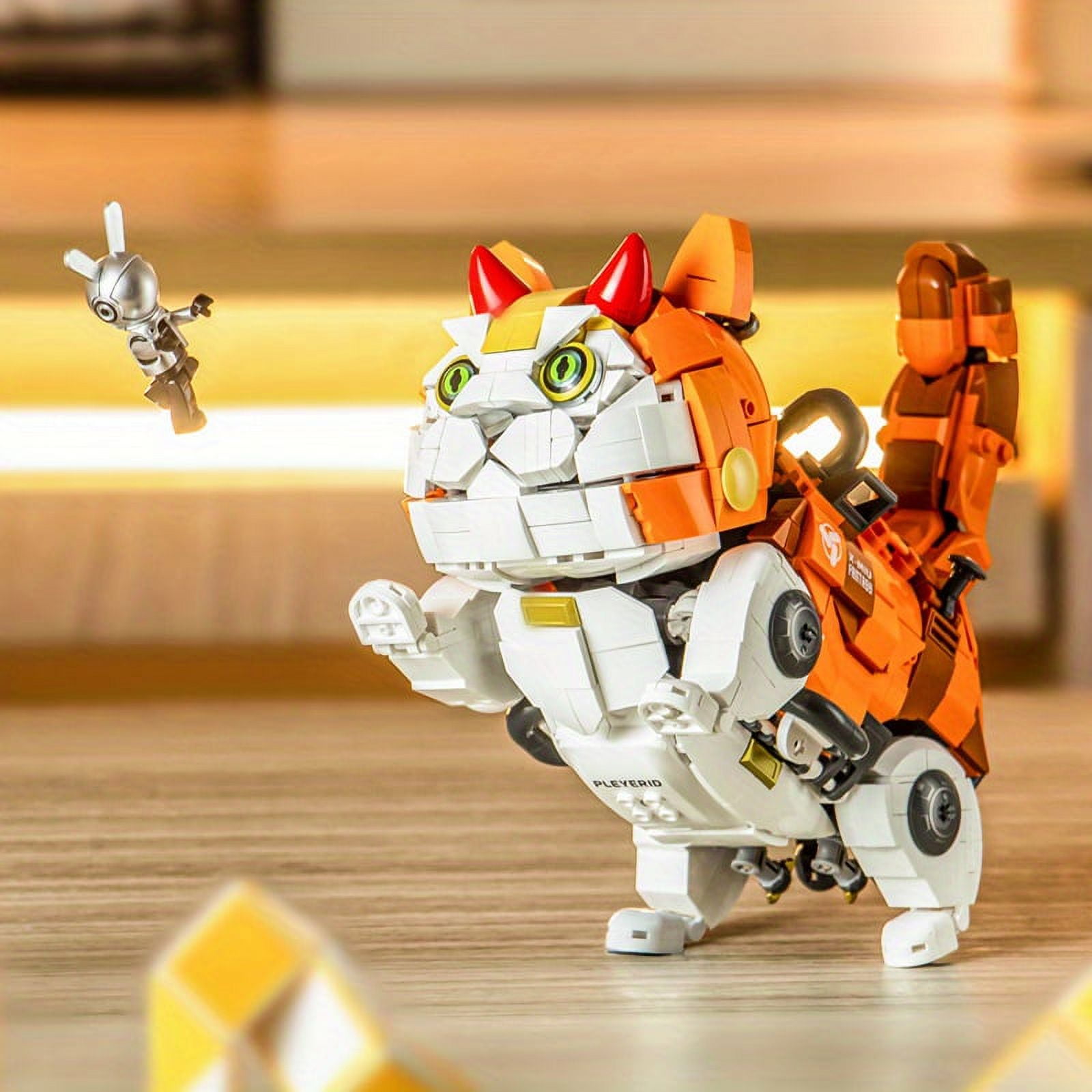 Building Block Particle Assembled Mechanical Cat Orange Prince ...