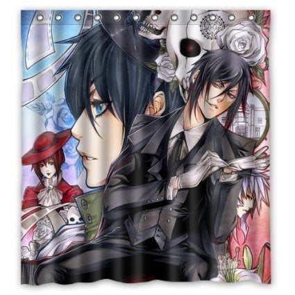 Cortina de ducha de baño con ganchos, diseño de anime japonés Devil ...