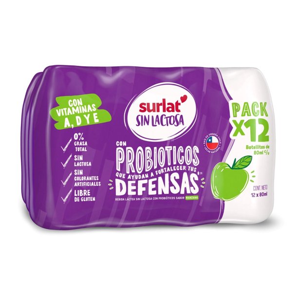 Probióticos Manzana Pack 12 Botellas, 80 ml | Lider