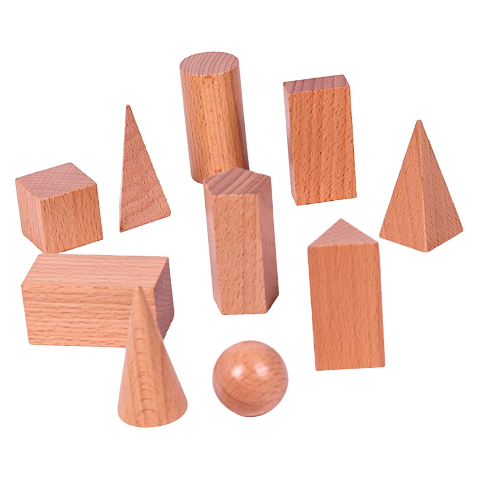 10 Piezas De Figuras Geométricas Sólidas De Madera Para Niños De ...