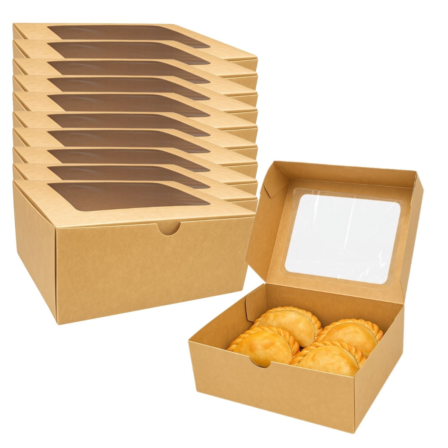 Set 100 Cajas Craft Con Ventana 25x20x10cm Desechable Carton | Lider