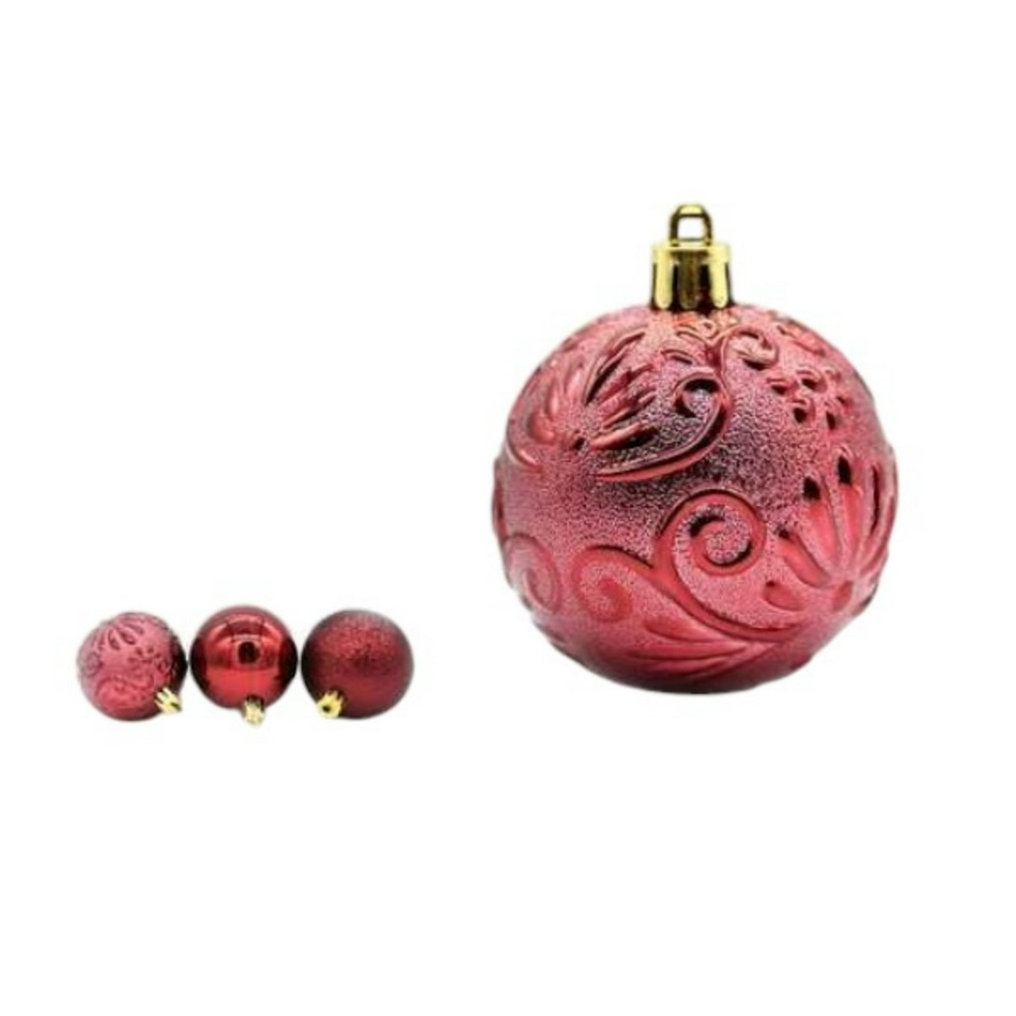 Pack 12 Bambalinas Navideñas Lisas Y Escarchadas Rojas 8 Cm | Lider