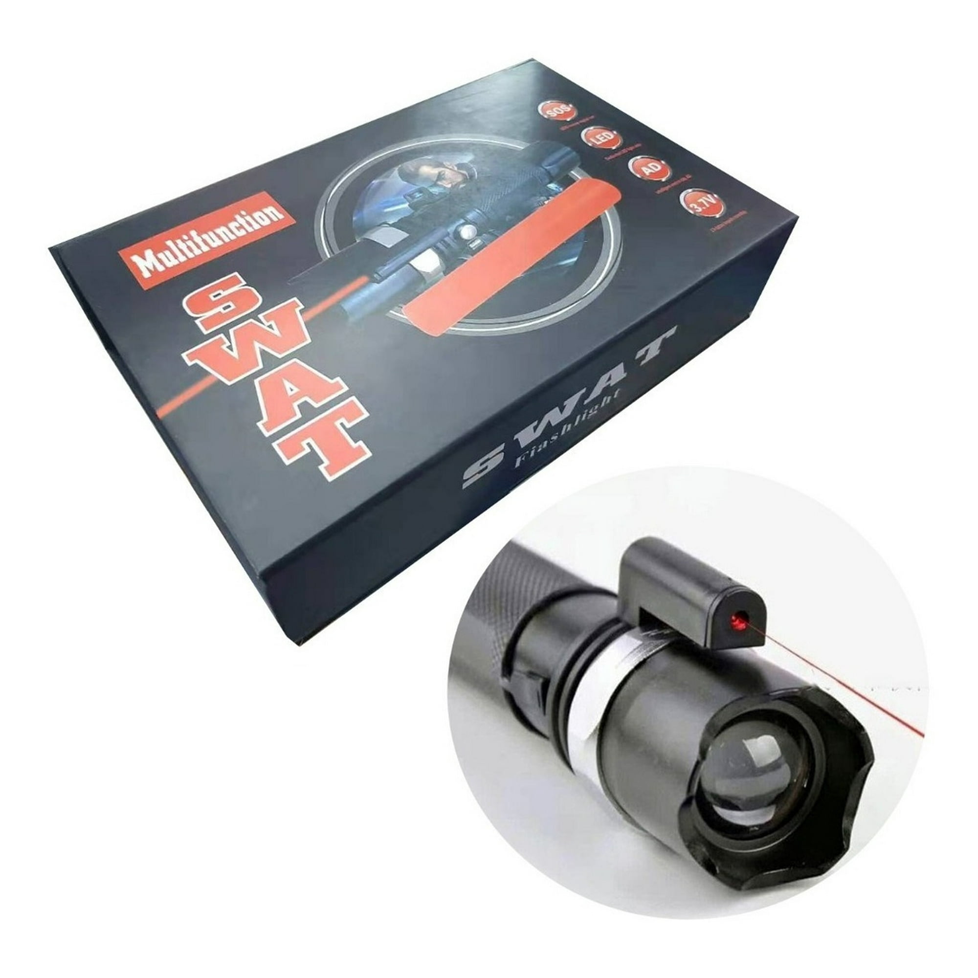 Linterna Con Laser Rojo Táctica Swat Zoom | Lider