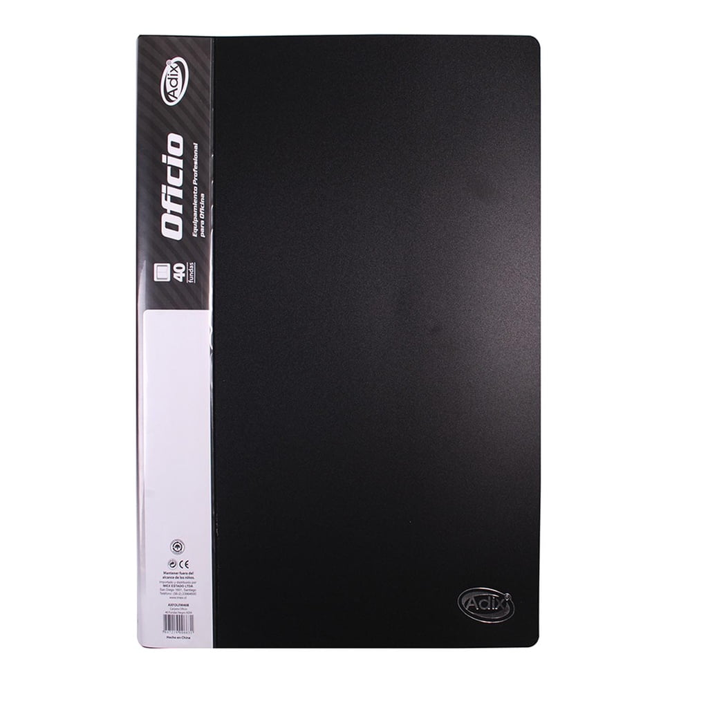 Carpeta Adix con 40 Fundas Color Negro (Oficio) | Lider