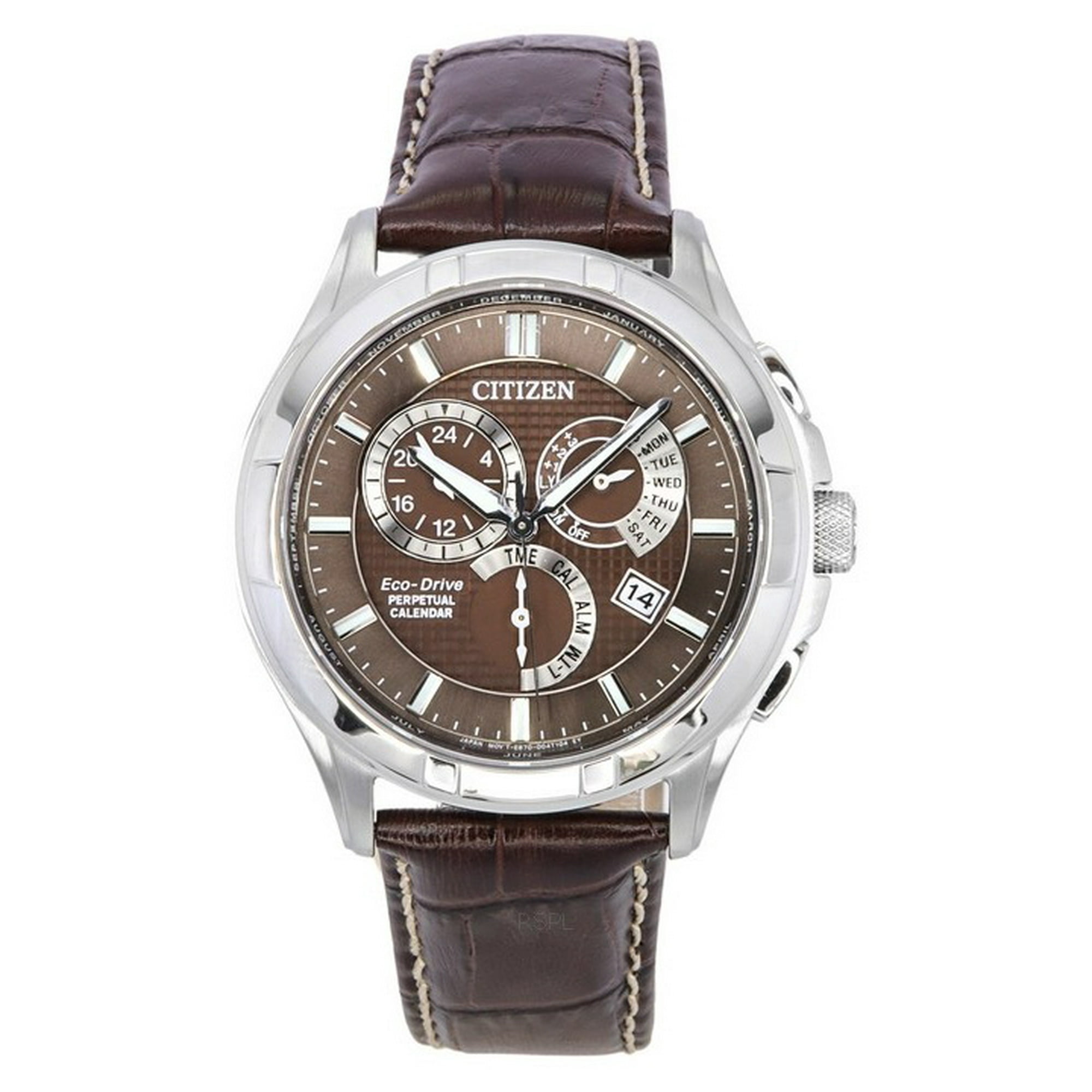 Reloj Citizen Eco-Drive Perpetual GMT Leather Strap Brown Dial BL8160 ...