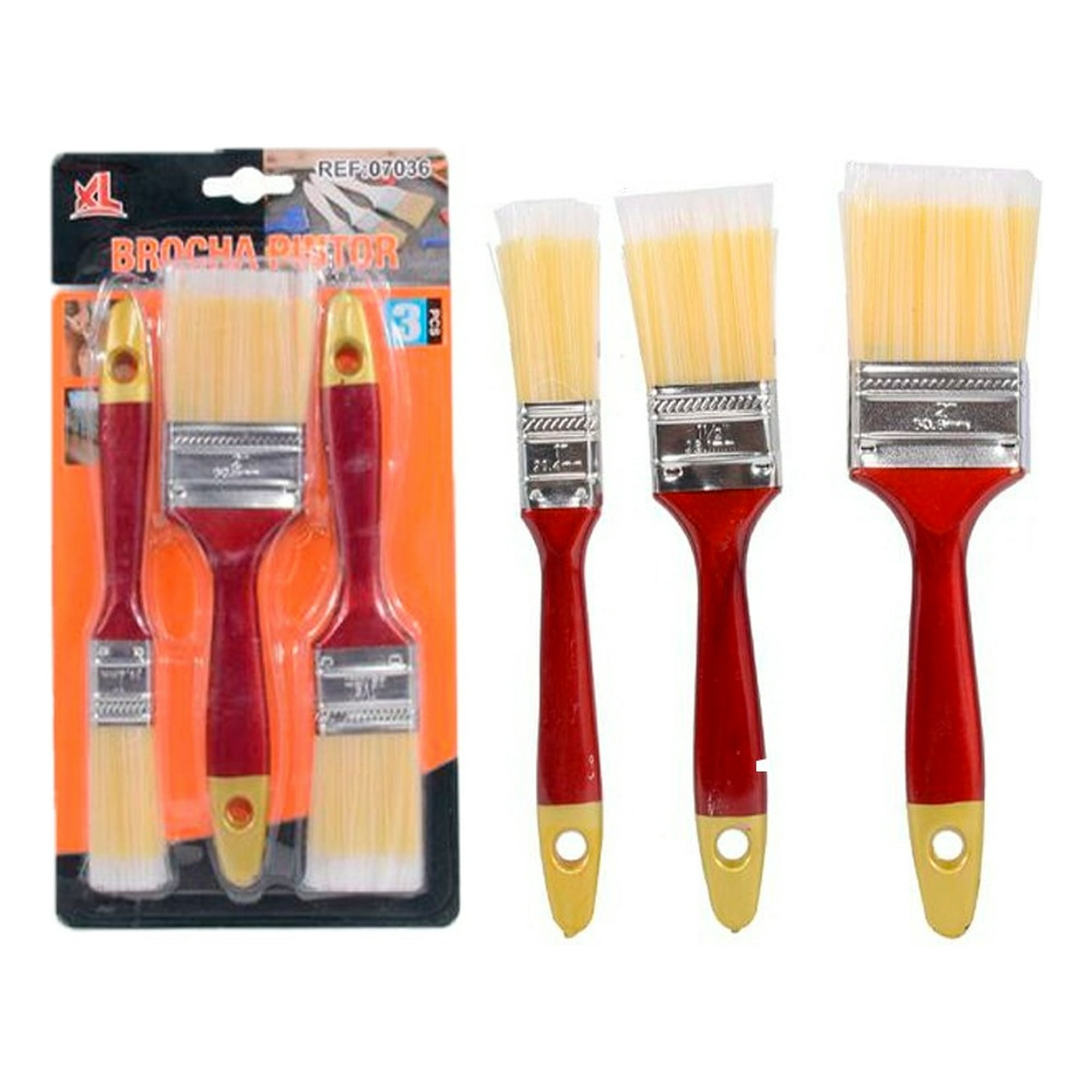 Set De 3 Brochas Para Pintar 2 3,5 Y 5 Cm Mango Plastico | Lider