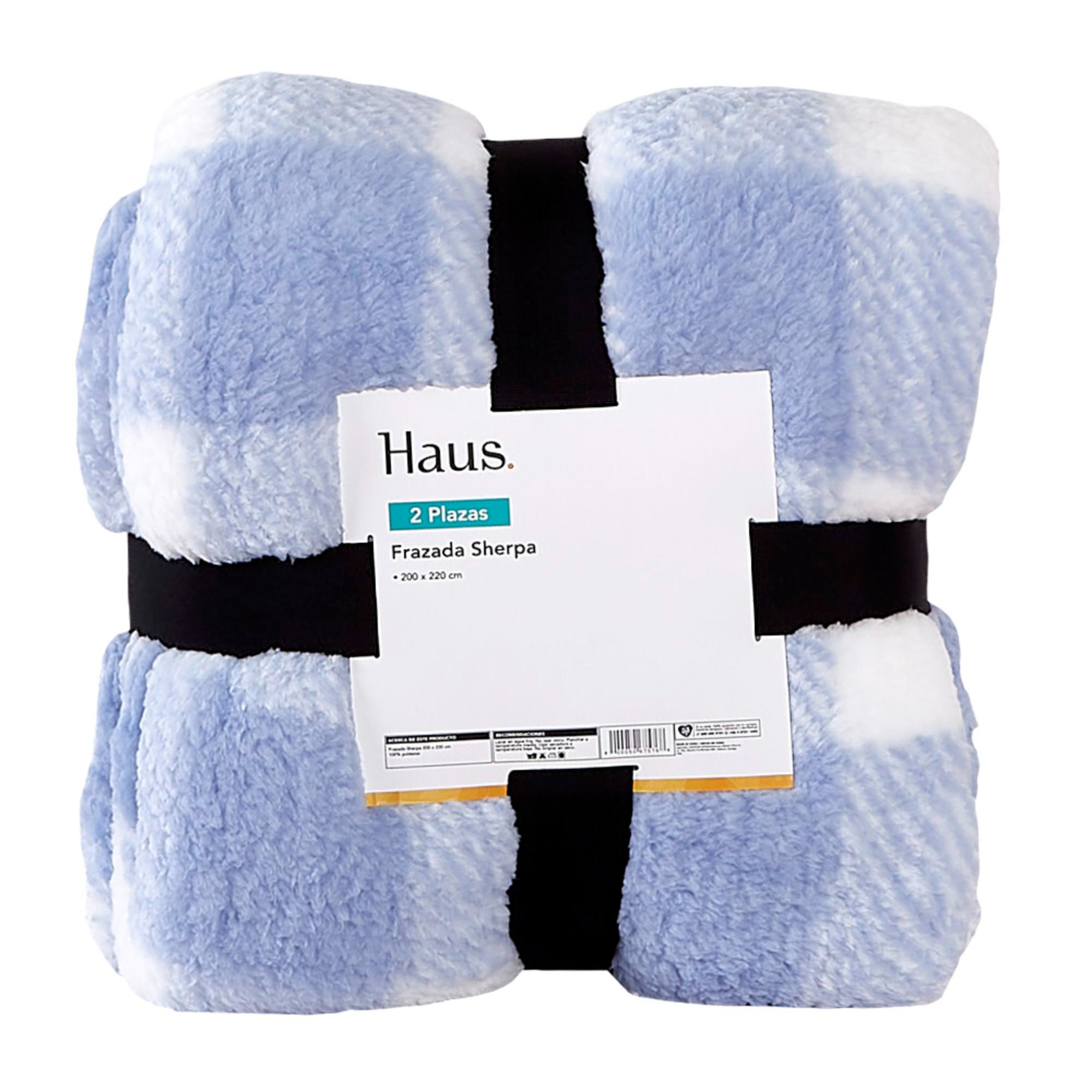 Frazada Sherpa 2 Plaza Celeste Poliester 100% | Lider