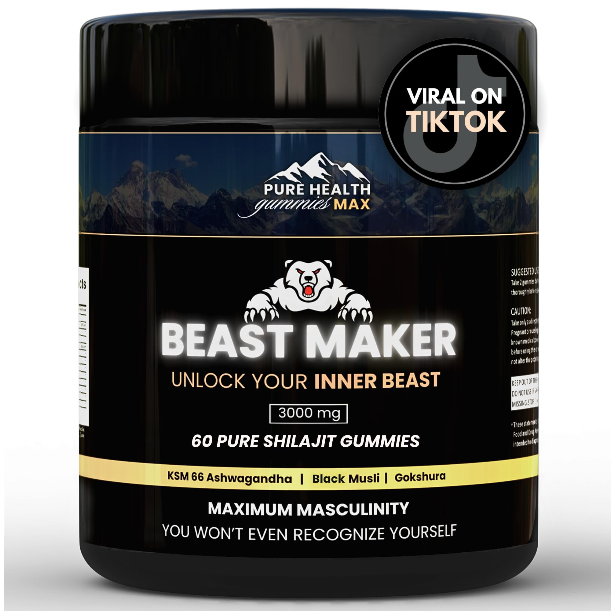 Gomitas Shilajit Supplement PURE HEALTH MAX Beast Maker, 60 unidades ...