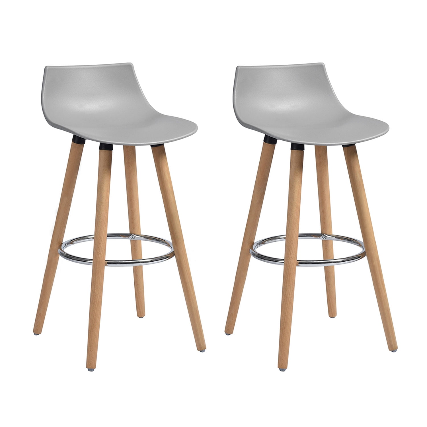Pack 2 Pisos Bar Con Patas De Madera Y Reposapiés Gris | Lider