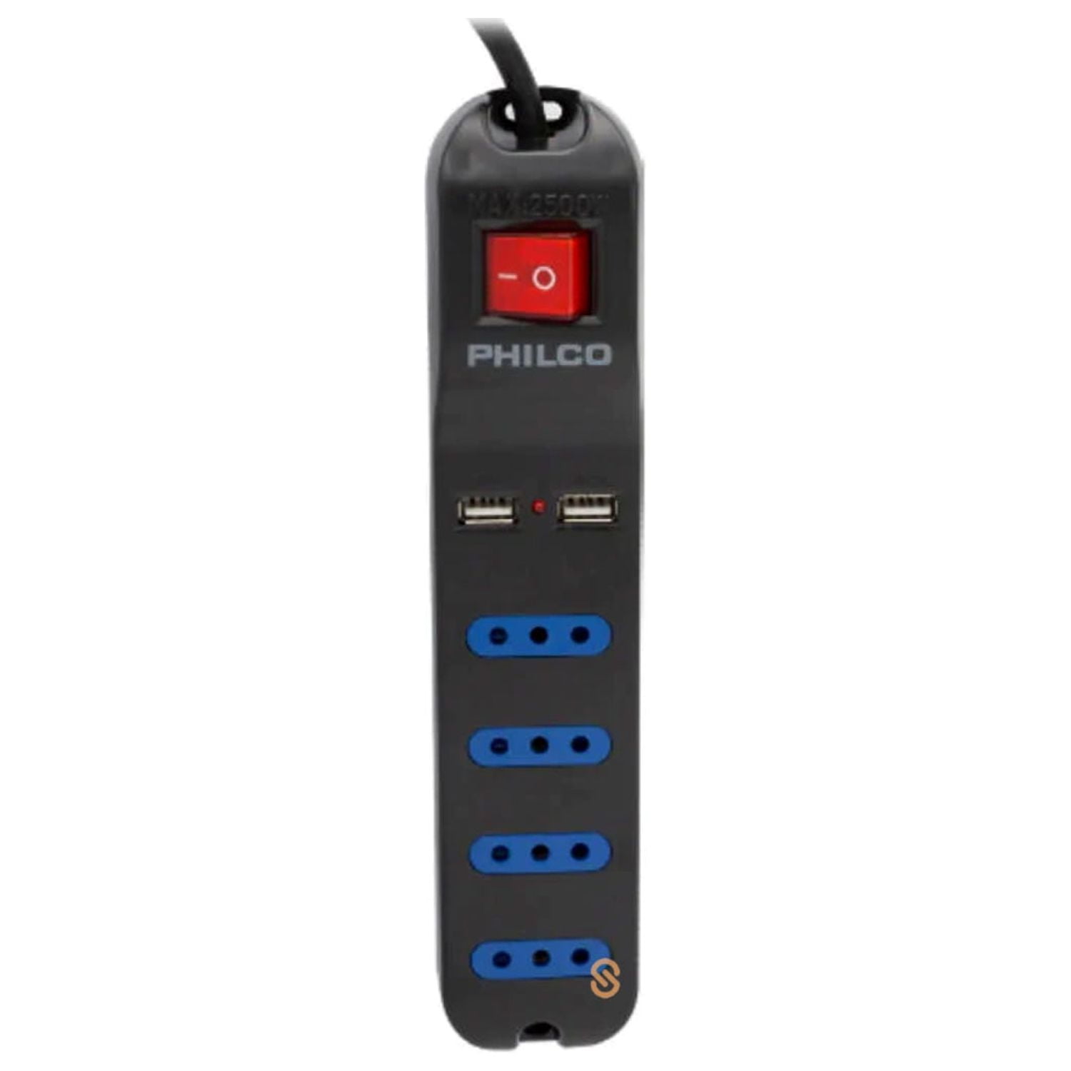 Alargador Eléctrico 4 Pos Y 2usb 2500w Negro Philco - Sc | Lider
