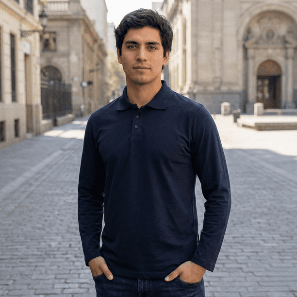 Polera Polo Dryfresh Hombre Manga Larga Secado Rápido Azul | Lider