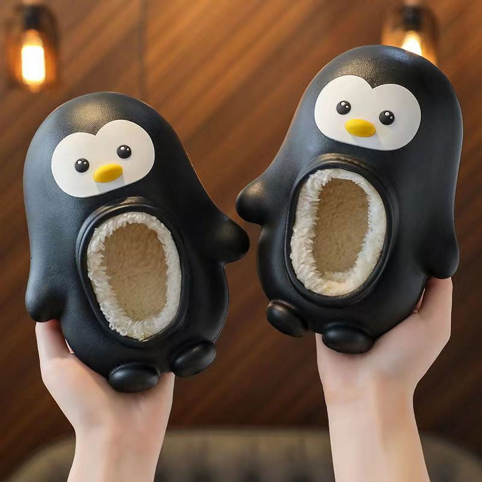 Kids Warm Waterproof Non-slip Cute Penguin Slippers Home Shoes Autumn ...